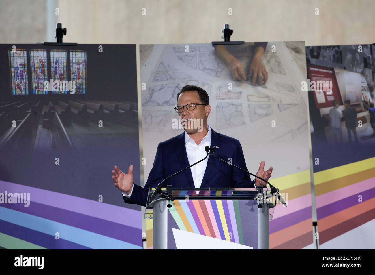 Pennsylvania Governor Josh Shapiro gives remarks during the ...