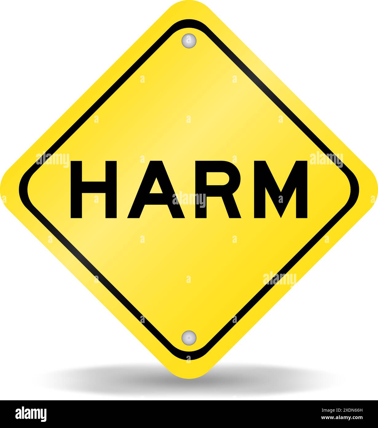 Yellow color transportation sign with word harm on white background ...
