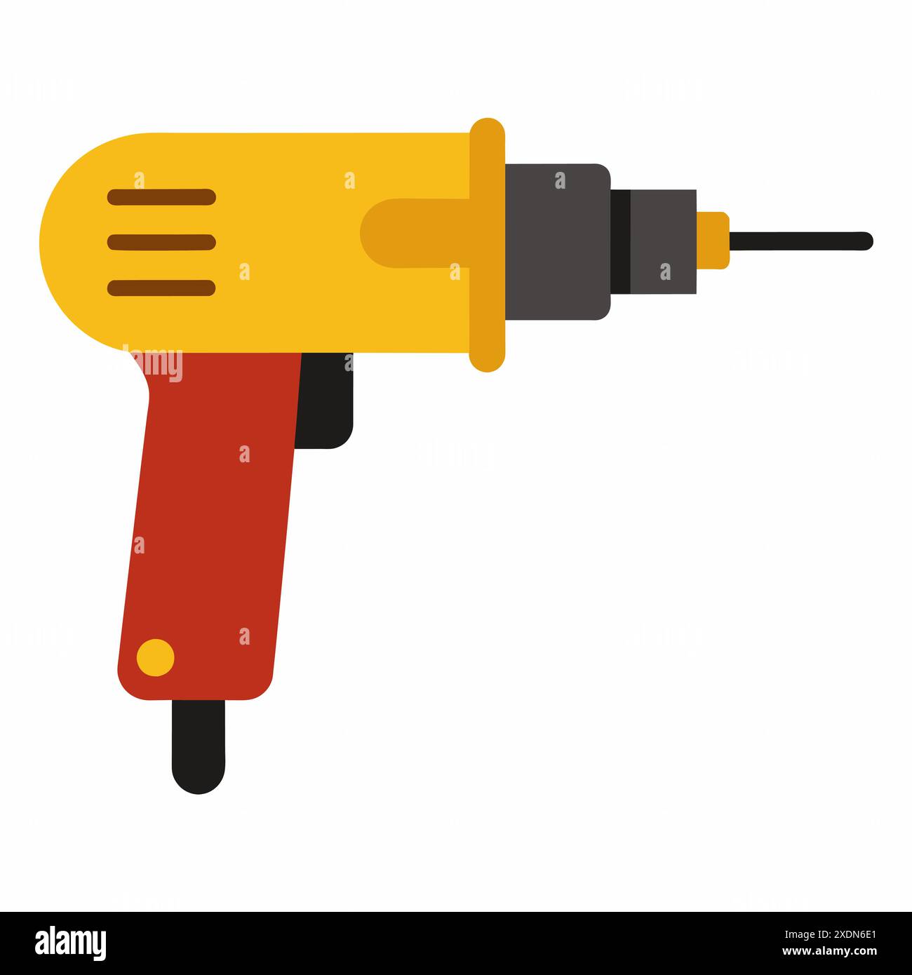 Green and yellow electric hammer drill isolated on a white background ...