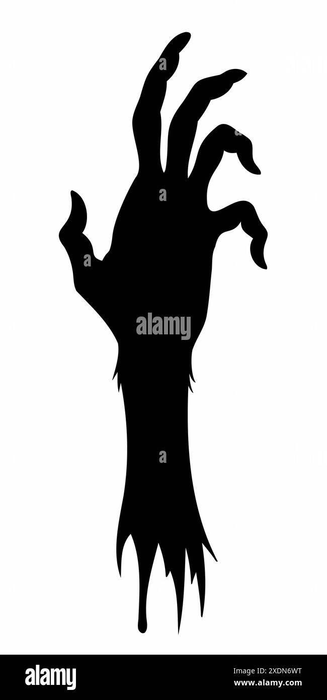 Black silhouette of creepy zombie hand isolated on a white background ...