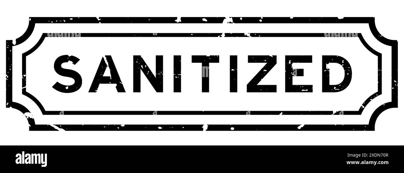 Grunge black sanitized word rubber seal stamp on white background Stock ...