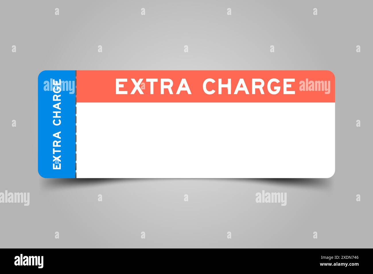 Blue and orange color ticket with word extra charge and white copy ...