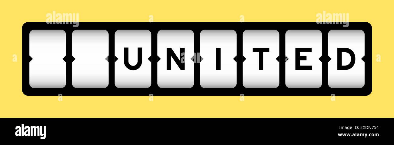 Black color in word united on slot banner with yellow color background ...