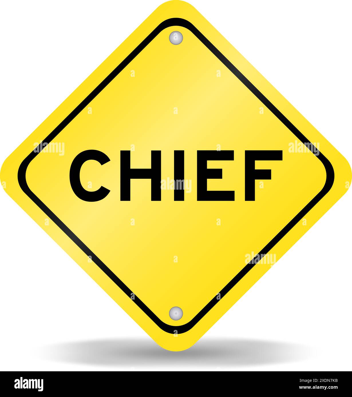 Yellow color transportation sign with word chief on white background ...