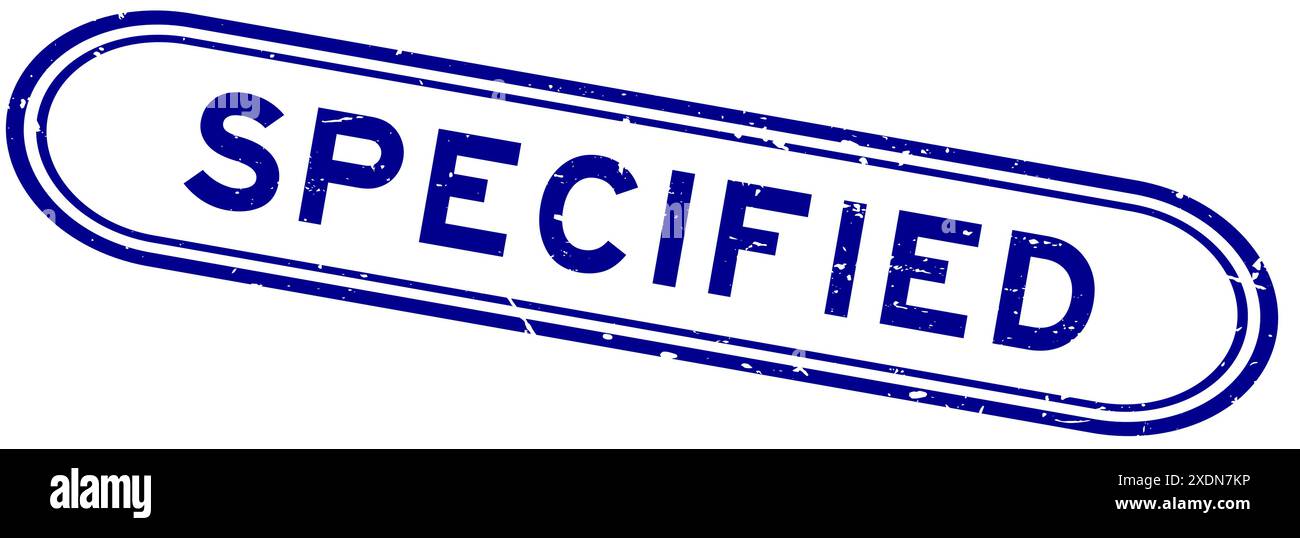 Grunge blue specified word rubber seal stamp on white background Stock ...