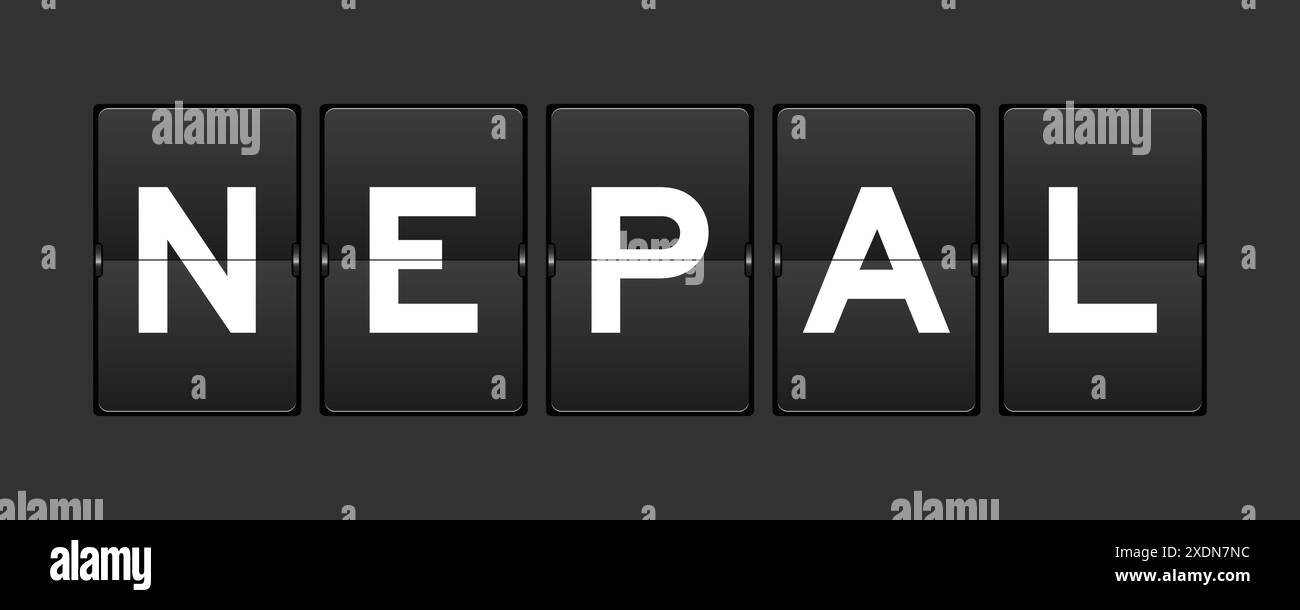 Black color analog flip board with word nepal on gray background Stock ...