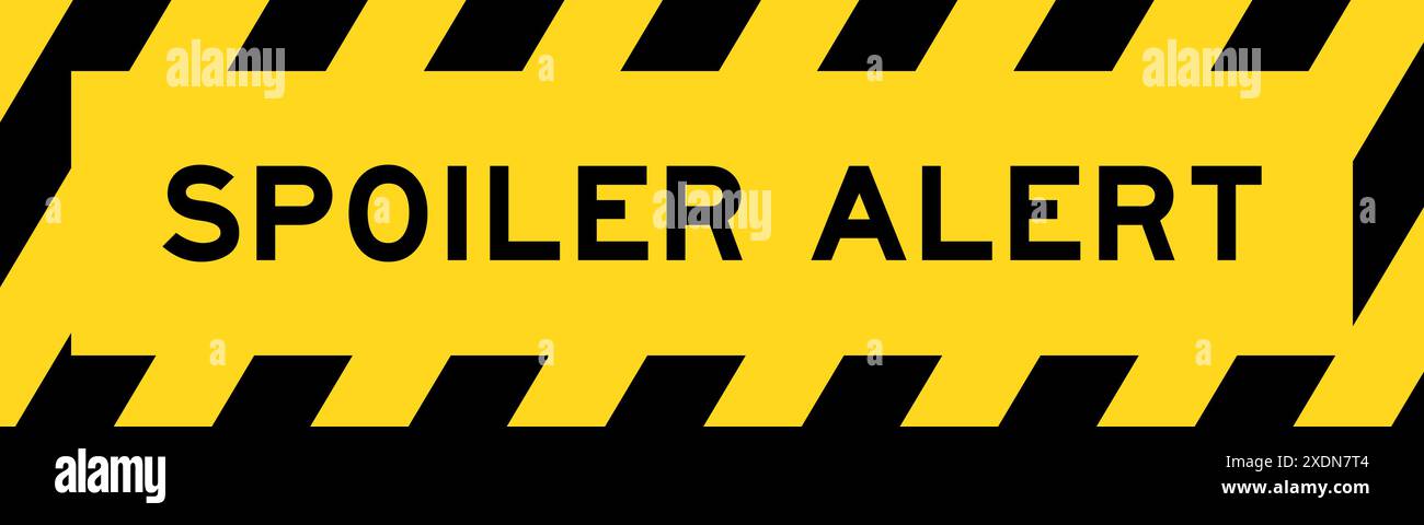 Yellow and black color with line striped label banner with word spoiler ...