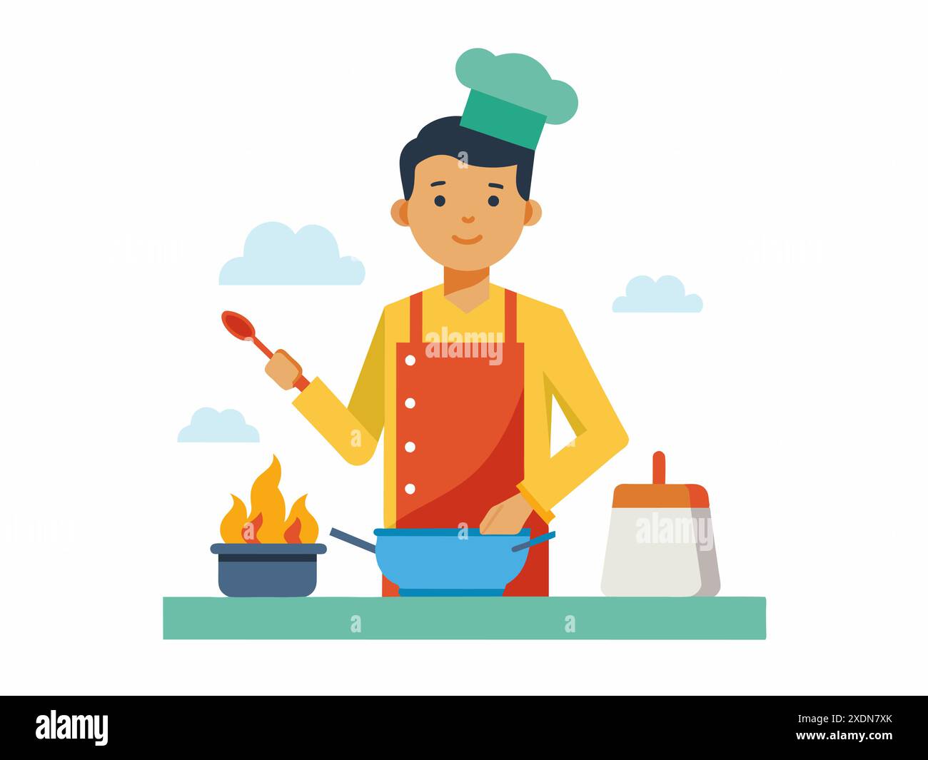 Young man preparing ingredients Stock Vector Images - Alamy