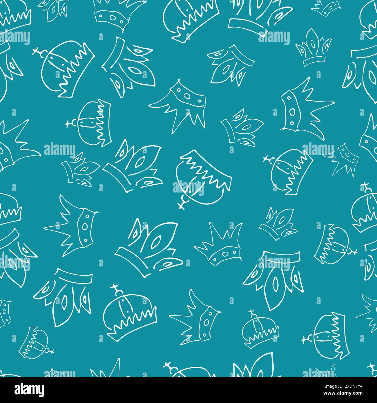 Hand drawn crowns. Seamless pattern of simple graffiti sketch queen or ...