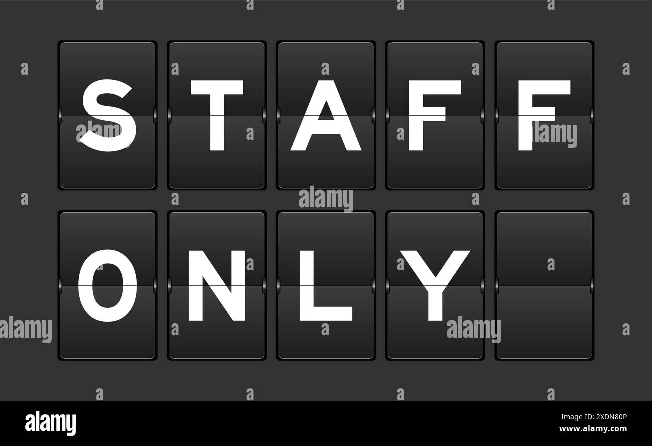 Black color analog flip board with word staff only on gray background ...