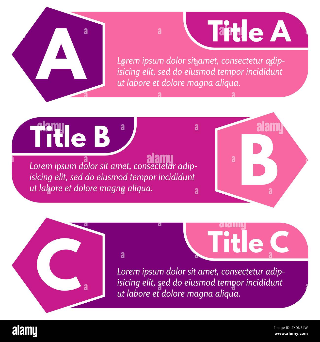 Set of three horizontal colorful options banners. Step by step ...