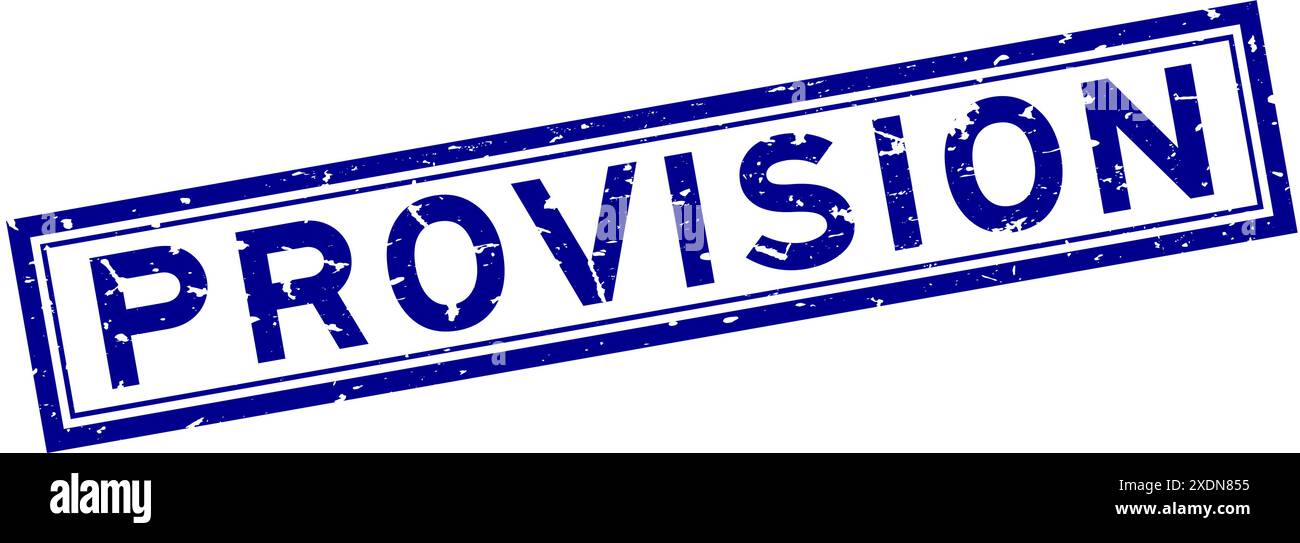 Grunge blue provision word square rubber seal stamp on white background ...