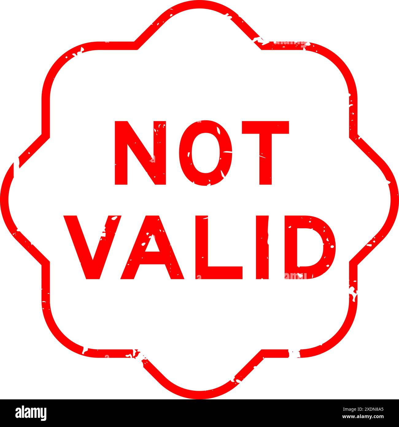 Grunge red not valid word rubber seal stamp on white background Stock ...