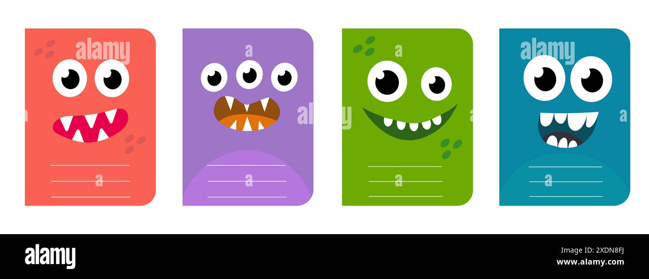 Cute kids monster cover design for notebooks, planners, brochures ...