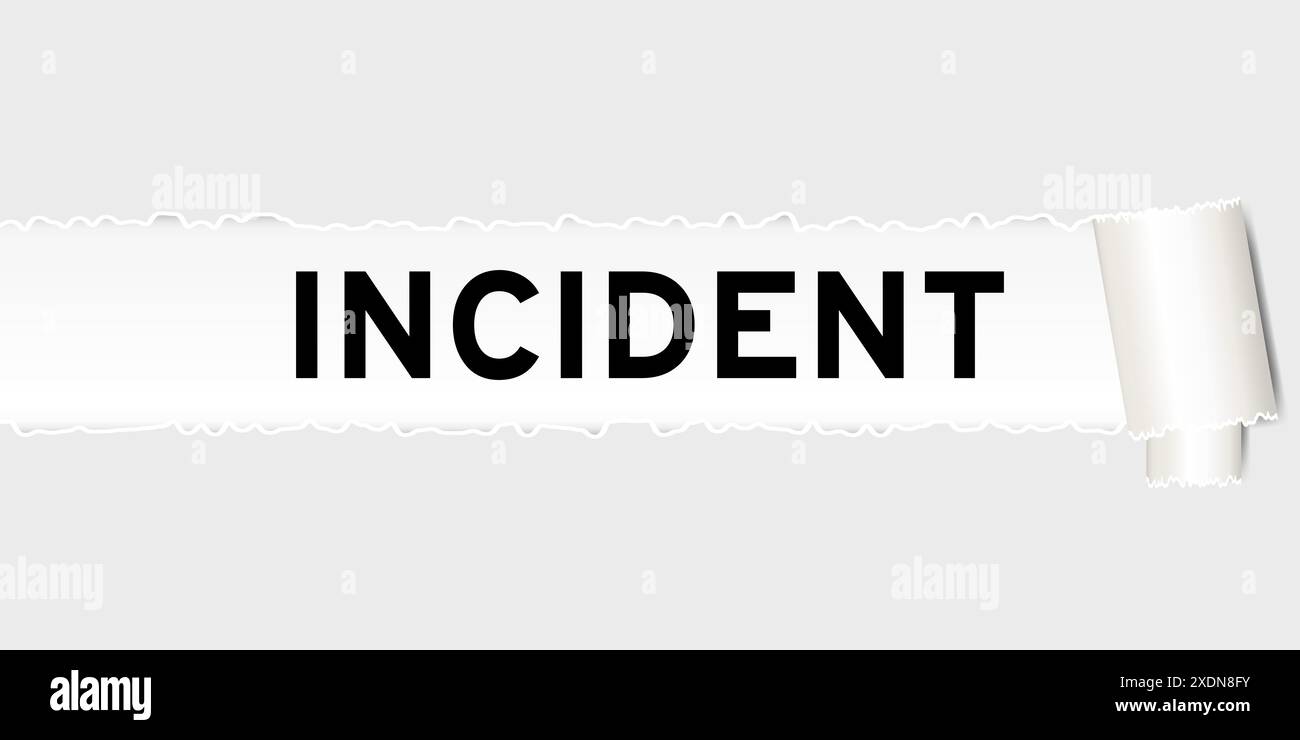 Ripped gray paper background that have word incident under torn part ...