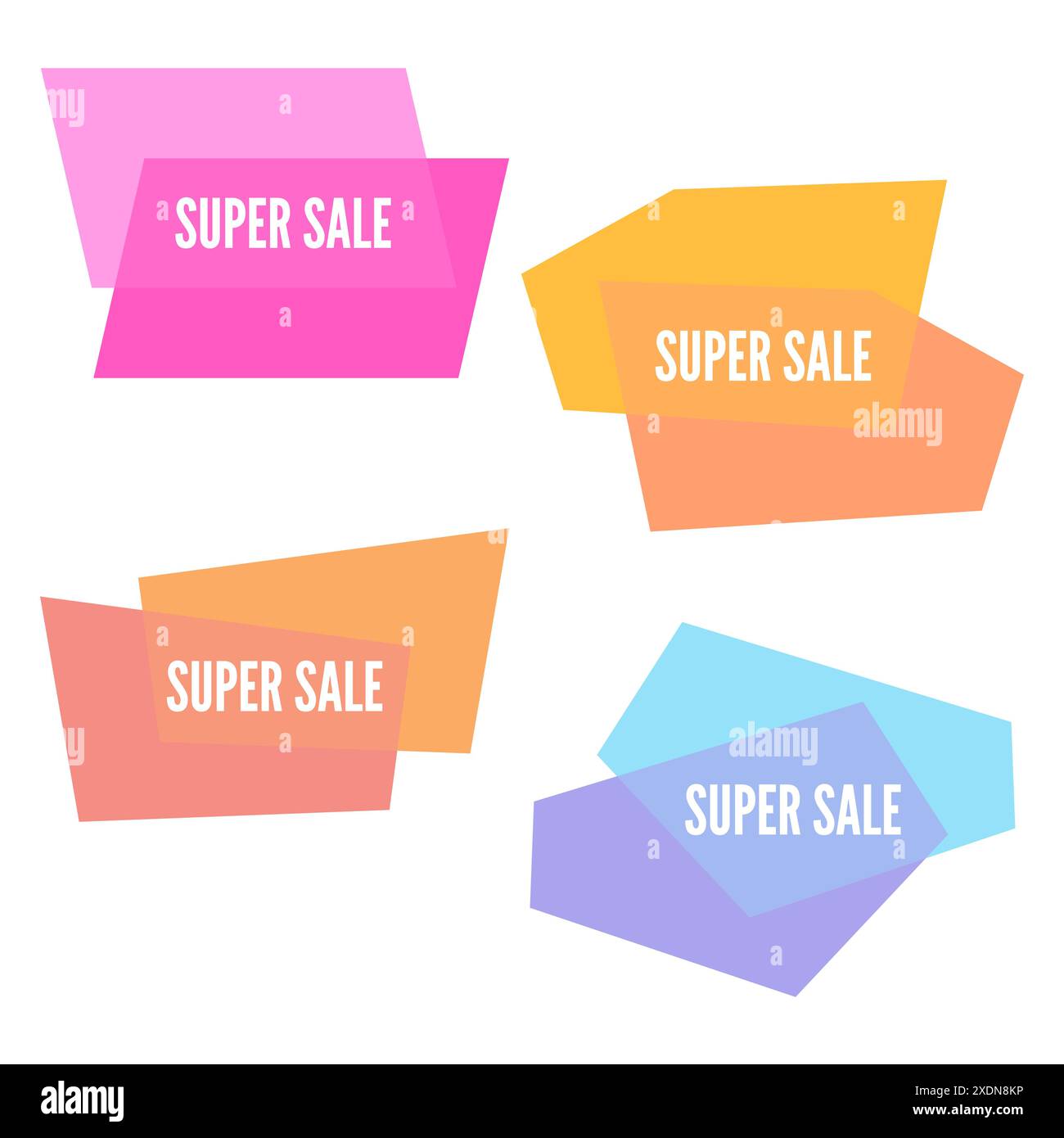 Set of four super sale sticker with abstract colorful geometric forms ...