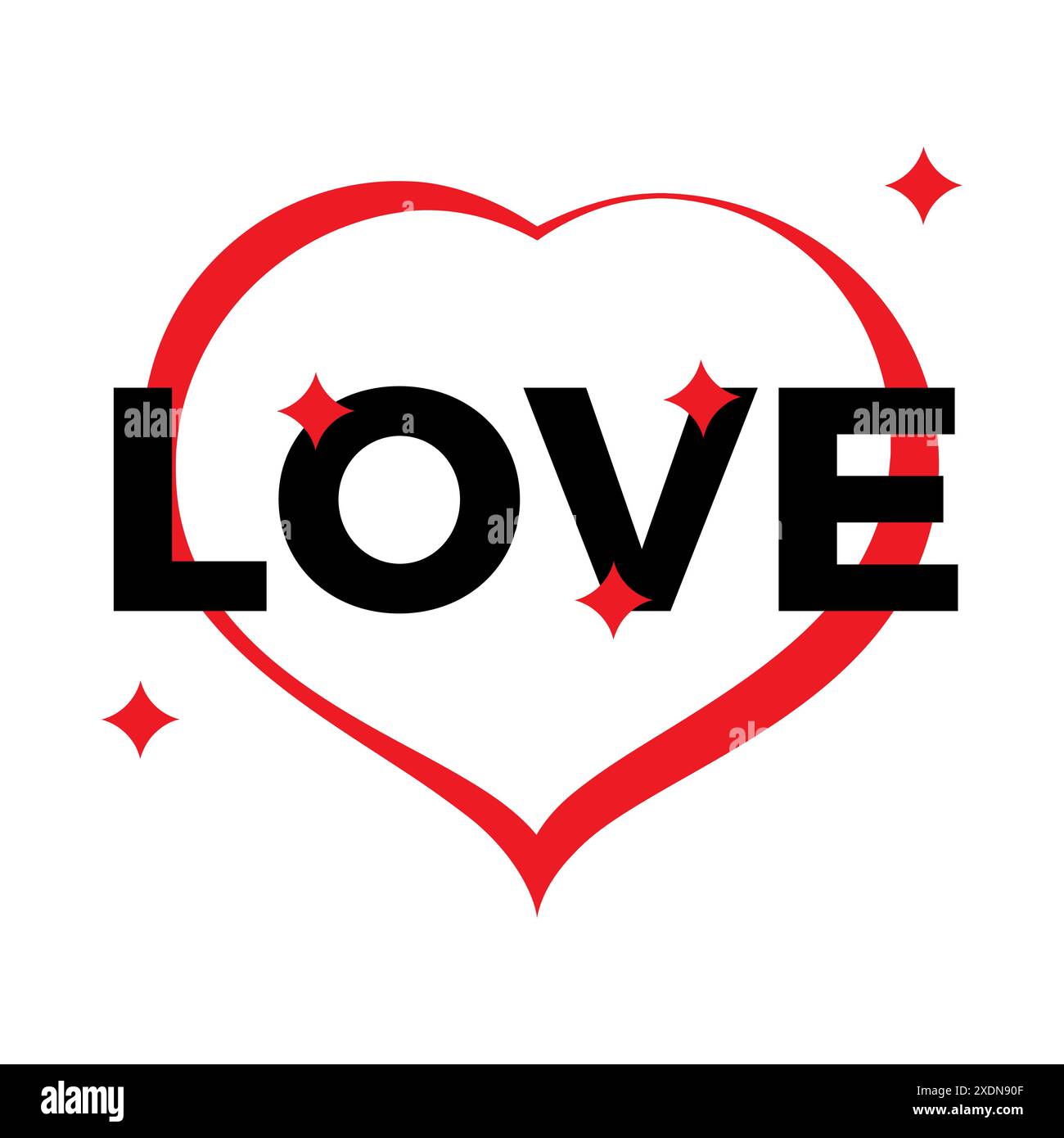 Red heart outline on a white background with black inscription Love ...