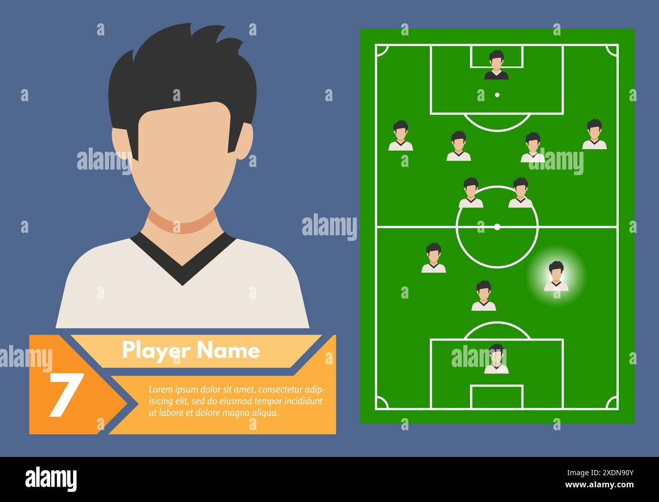 Profile of the football player and his place on the football field ...