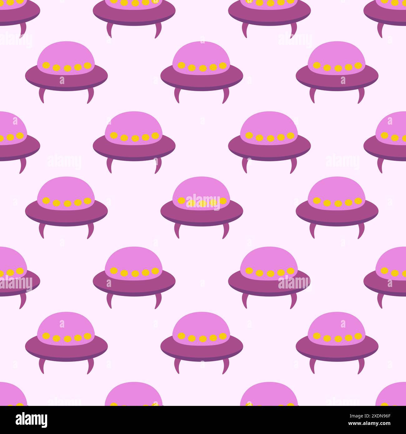 Alien purple spaceship, spacecrafts and UFO Seamless Pattern. Cosmic ...