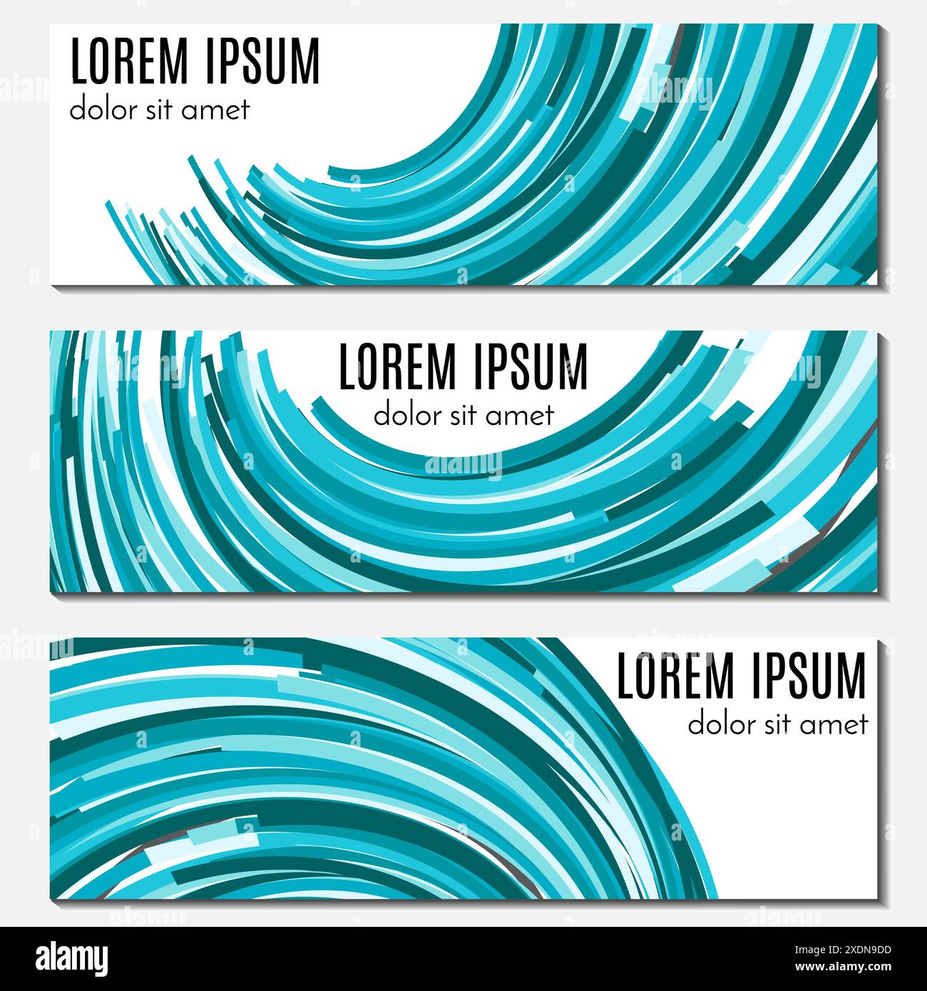 Set of colorful abstract header banners with curved lines and place for ...