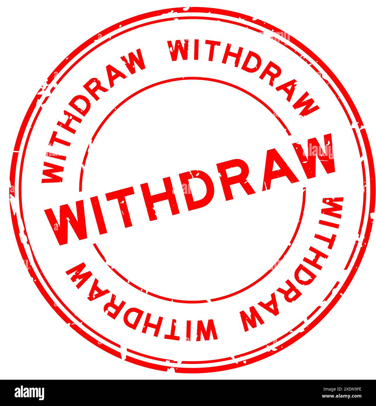 Grunge red withdraw word round rubber seal stamp on white background ...