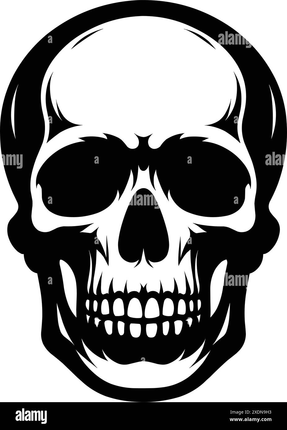 Black and white human skull silhouette vector illustration isolated on ...