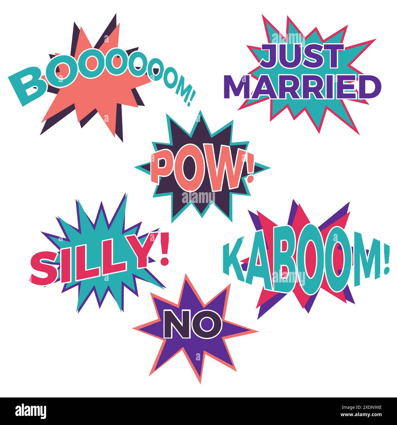 Set Of Six Cartoon Comic Balloon Speech Bubbles In Flat Style Elements Of Design Comic Books