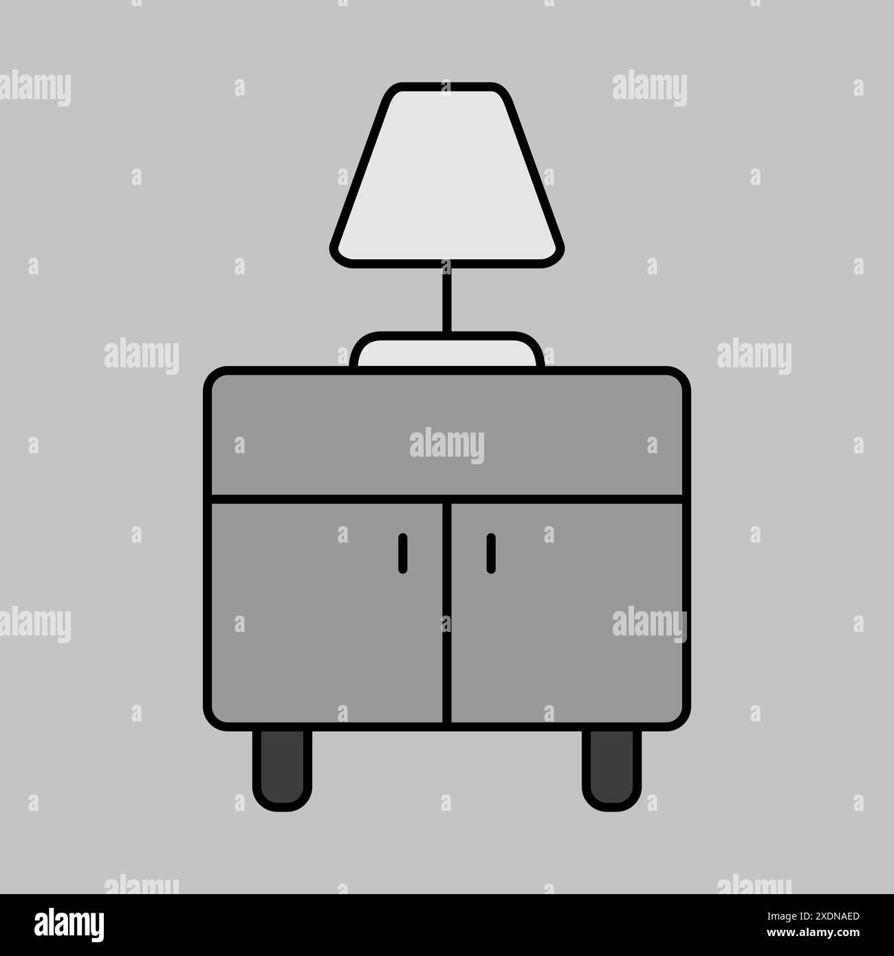 Bedside table with lamp vector grayscale icon. Graph symbol for ...