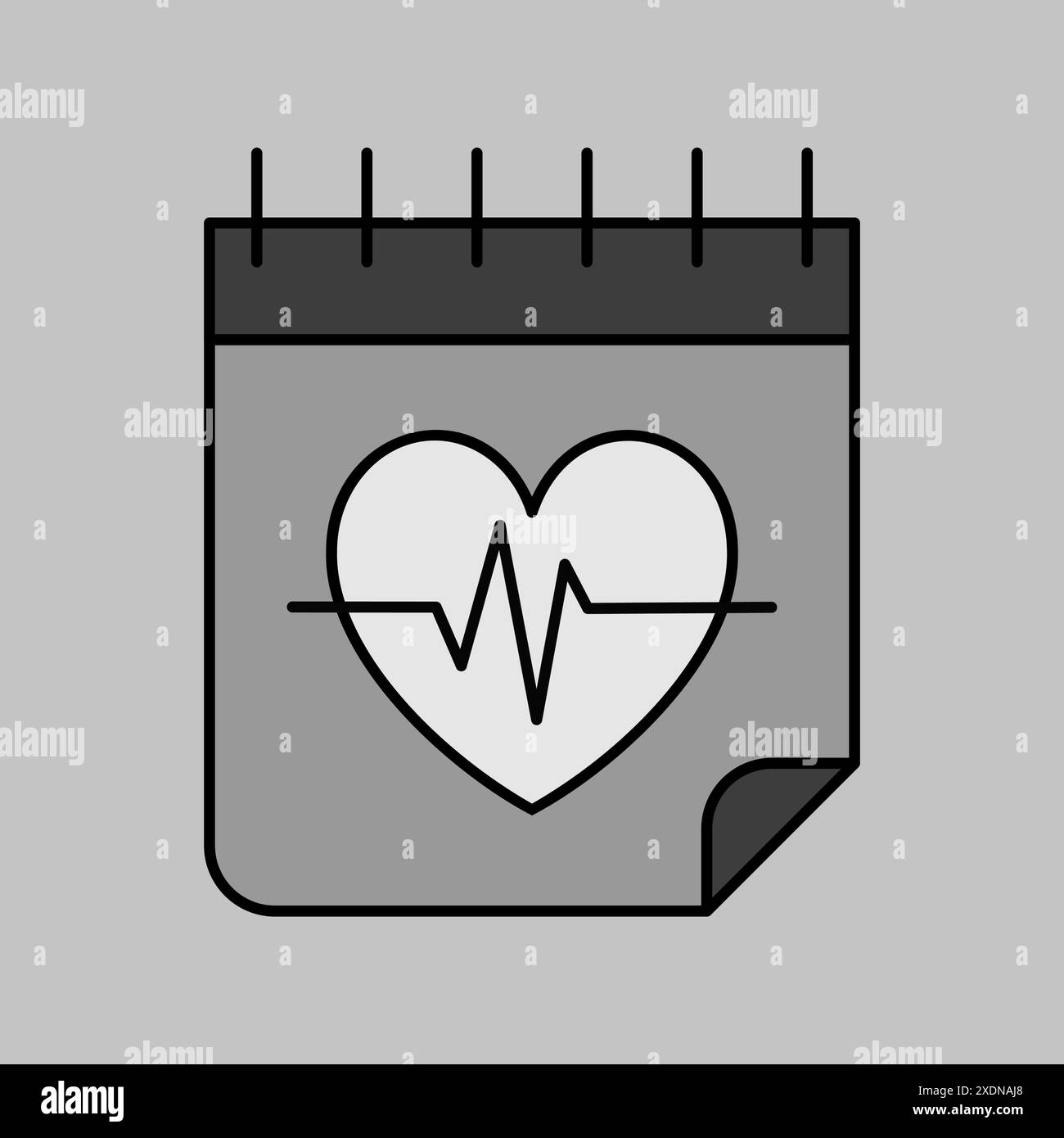 Medical checkup calendar vector grayscale icon. Cardio training ...