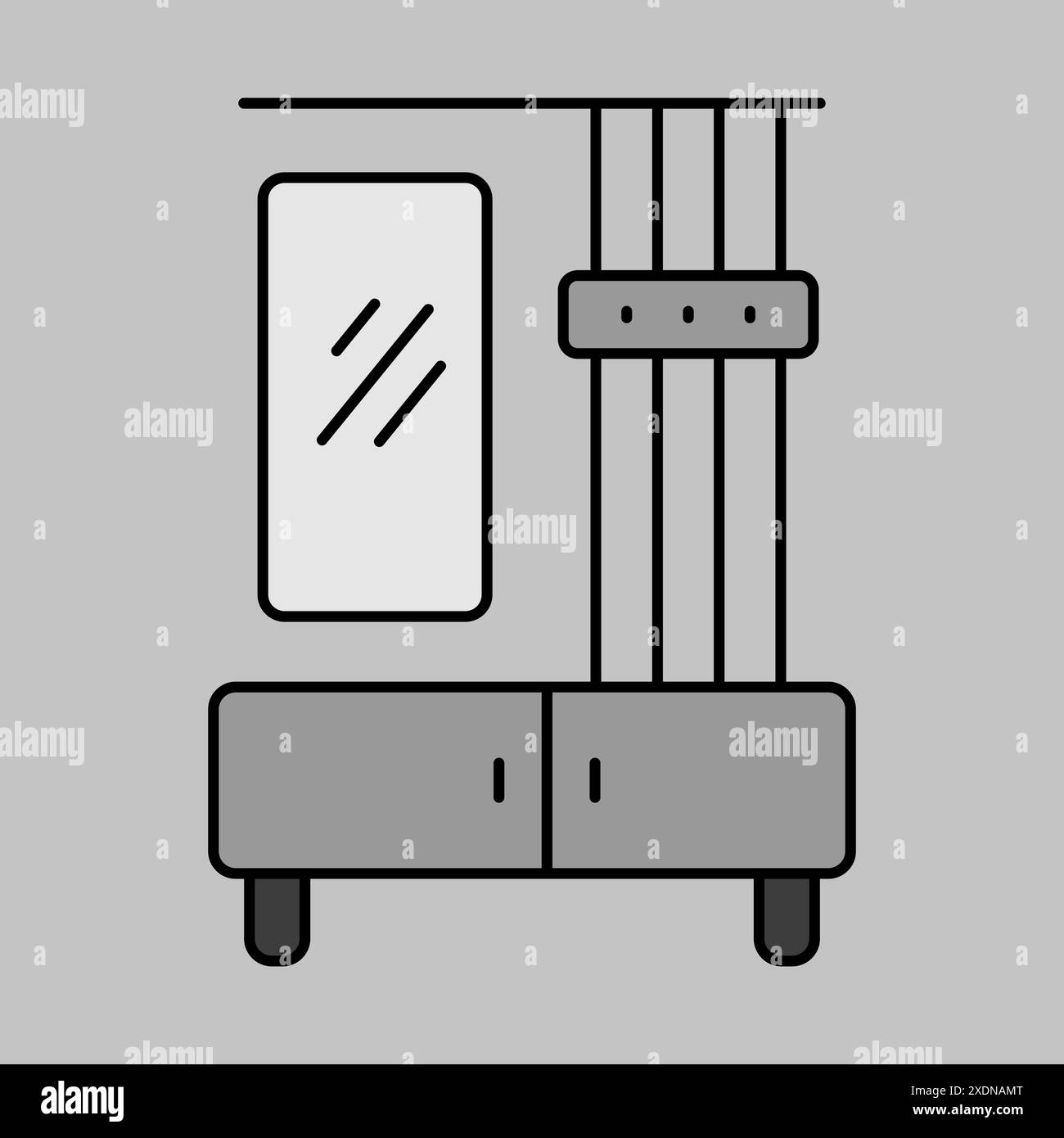 Hallway furniture vector grayscale icon. Hall and entryway furniture ...