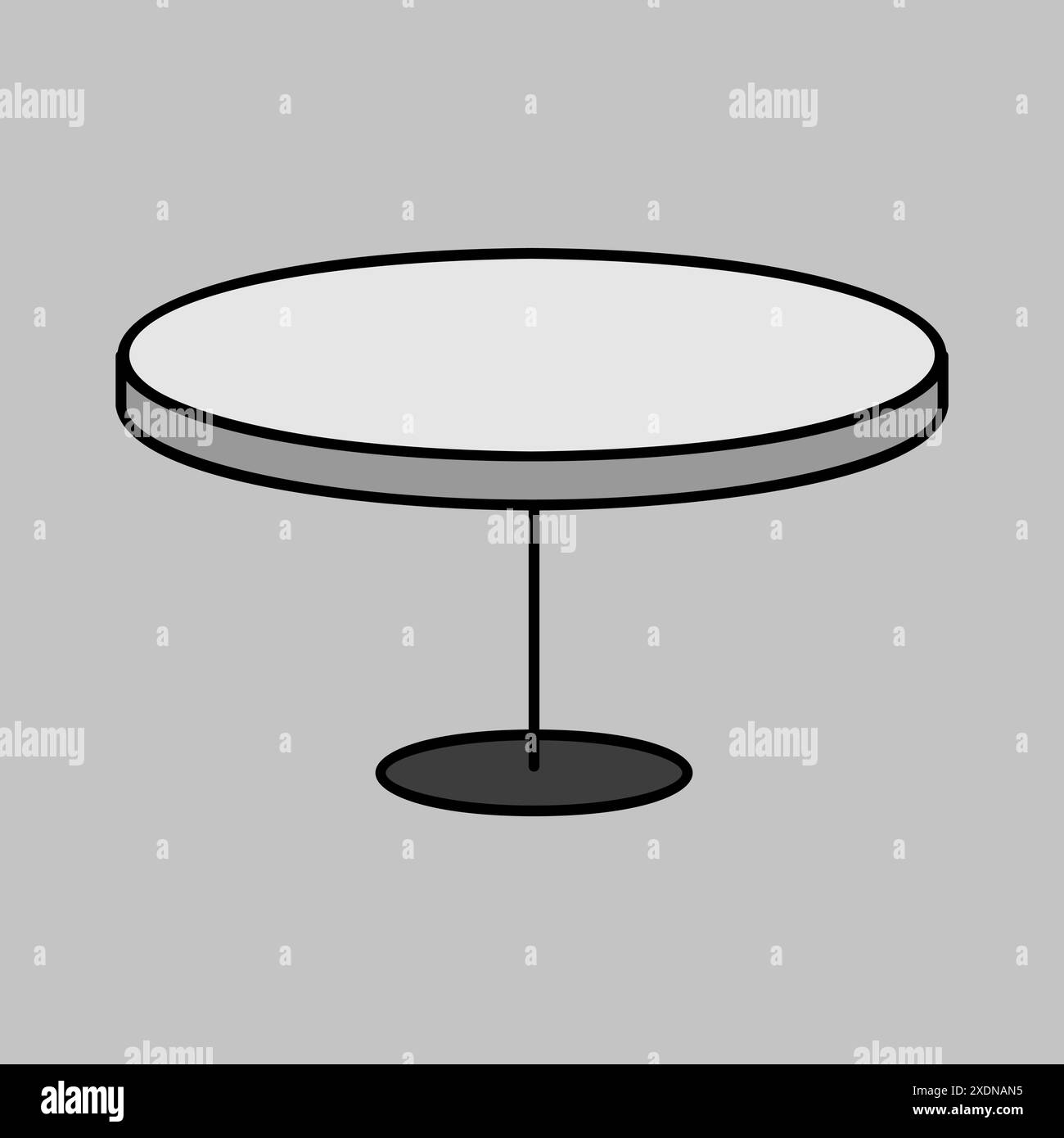 Round table vector grayscale icon. Graph symbol for furniture, web site ...