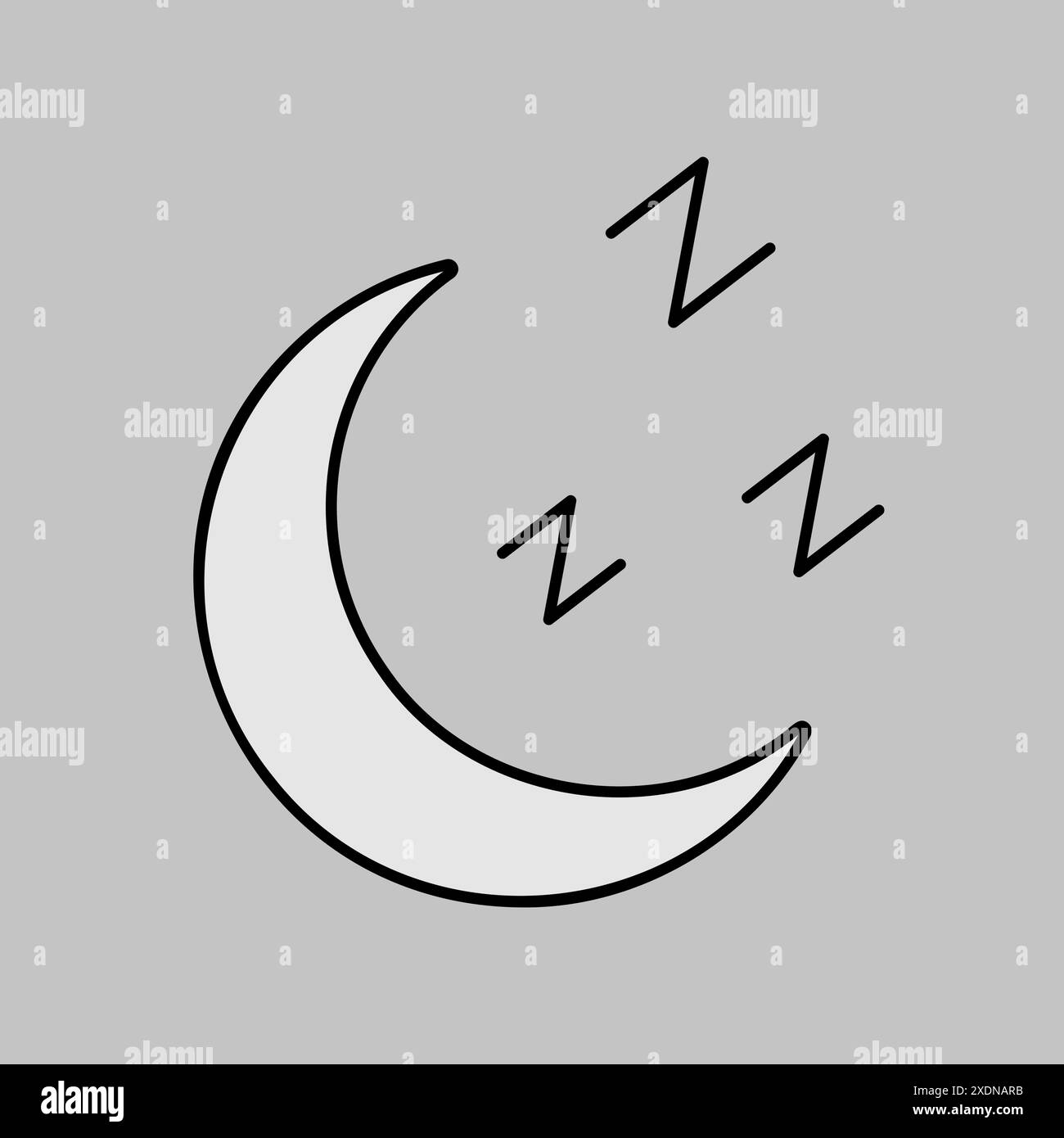 Sleeping time vector grayscale icon. Moon clock sign. Graph symbol for ...