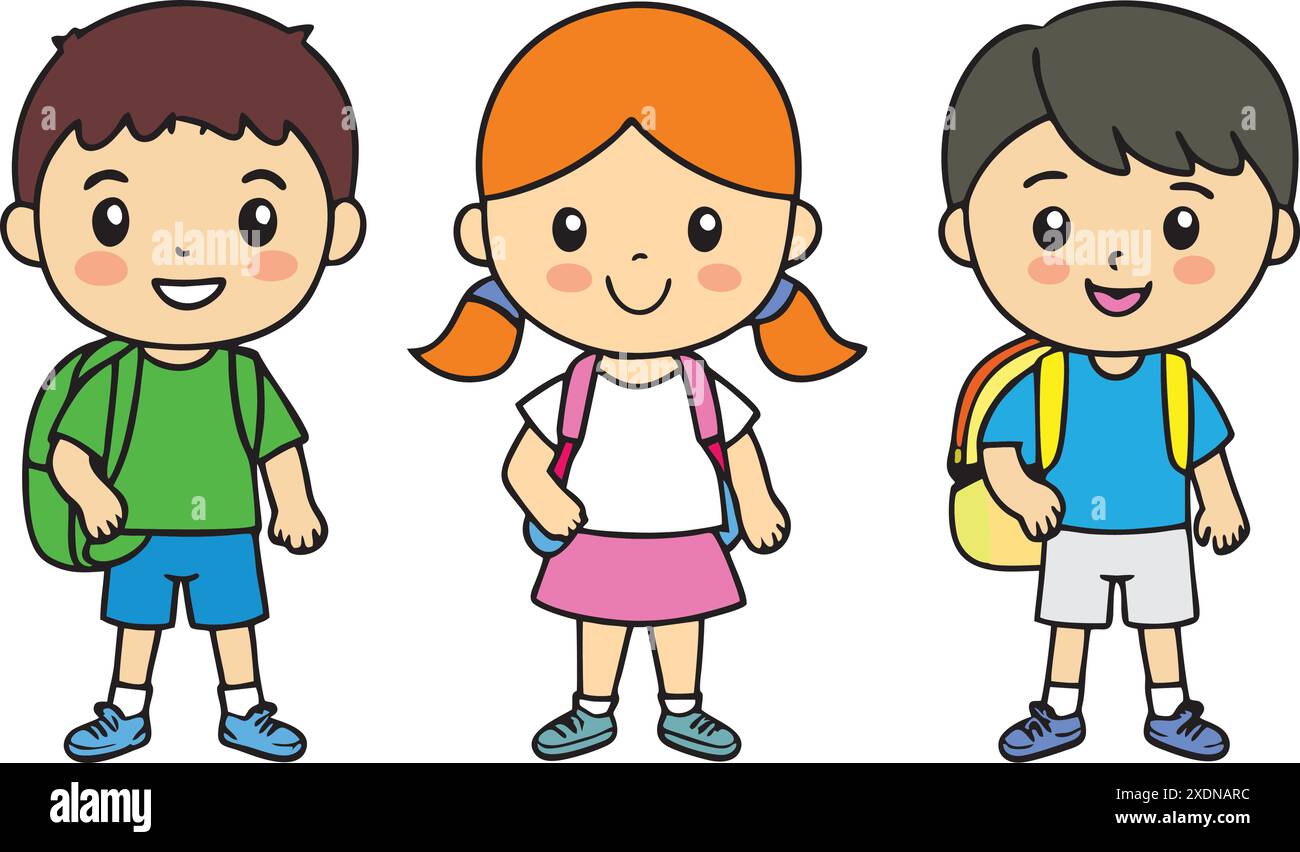 Students Children Back to School Cartoon Set Stock Vector Image & Art ...