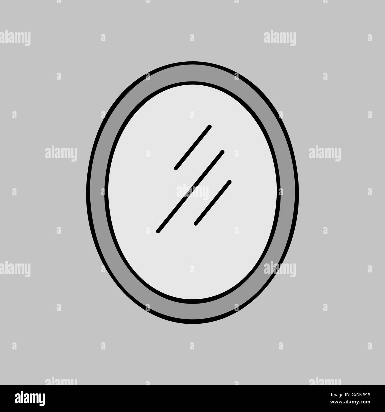 Oval mirror vector grayscale icon. Graph symbol for furniture, web site ...