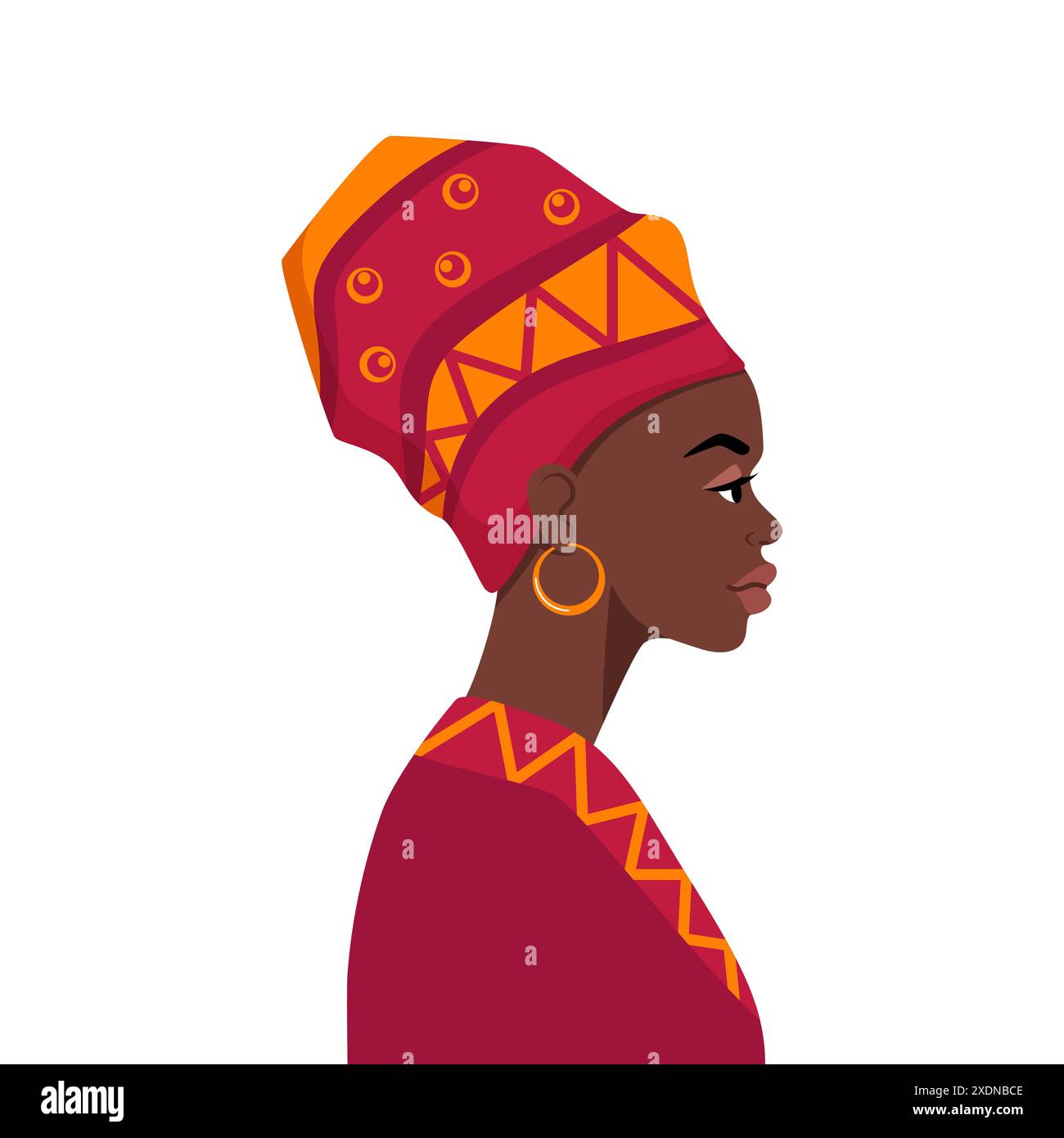 Native black skinned woman of African tribe, side view portrait ...