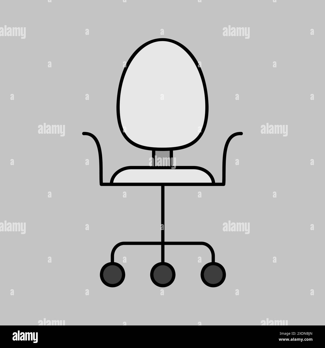 Adjustable rolling chair vector grayscale icon. Office chair sign ...