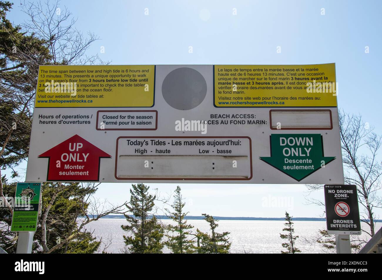 Information sign at Hopewell Rocks Provincial Park in Hopewell Cape ...