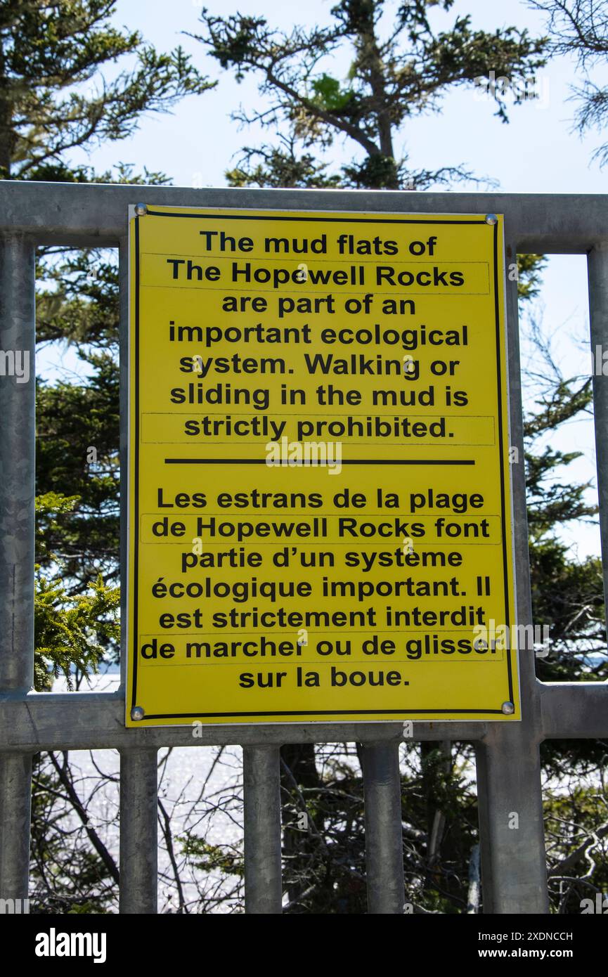 Park rules sign at Hopewell Rocks Provincial Park in Hopewell Cape, New ...