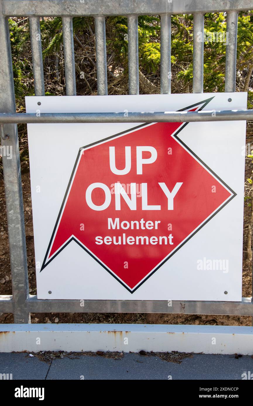 Up only sign at Hopewell Rocks Provincial Park in Hopewell Cape, New ...
