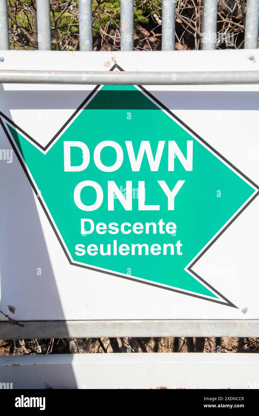 Down only sign at Hopewell Rocks Provincial Park in Hopewell Cape, New ...