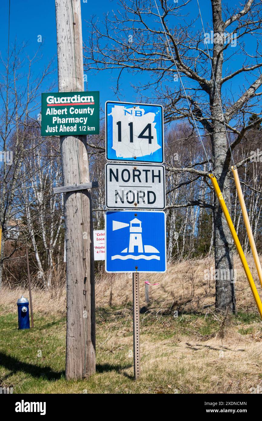 NB 114 highway and advertising signs on King Street in Riverside-Albert ...