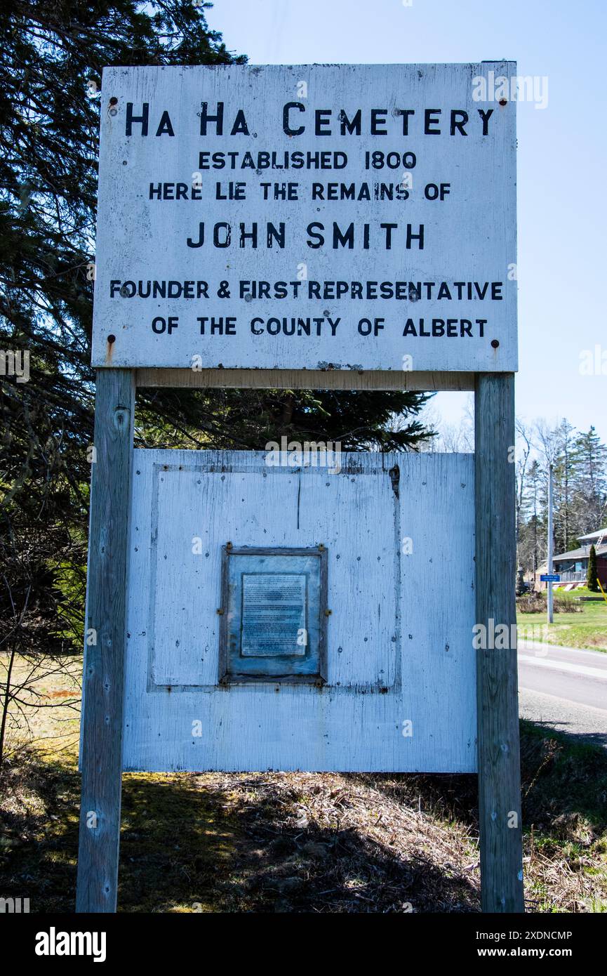 Ha Ha Cemetery sign on NB 915 in Upper New Horton, New Brunswick ...