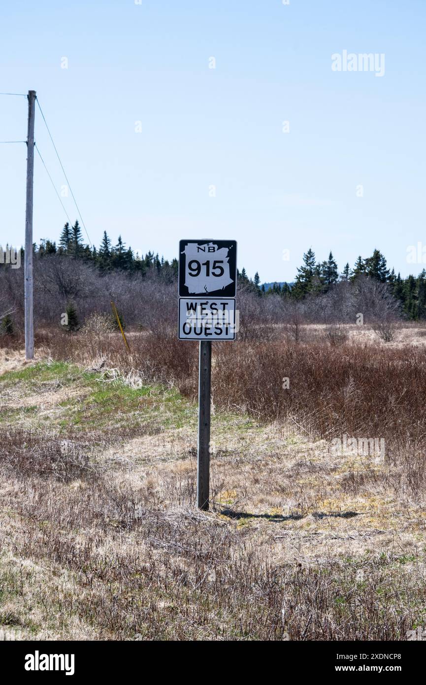 NB 915 west sign in Riverside-Albert, New Brunswick, Canada Stock Photo ...