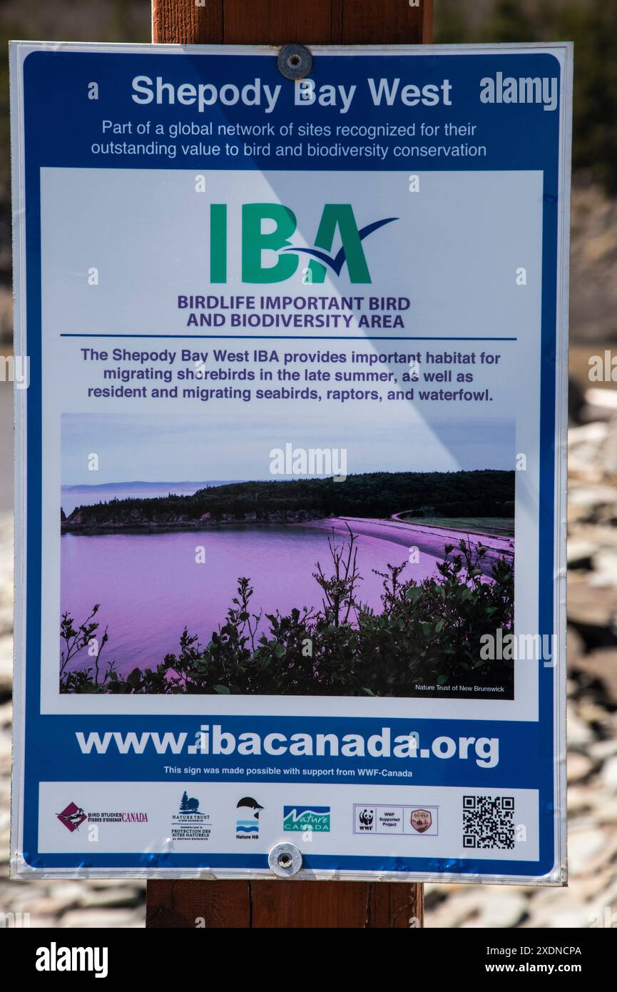 Shepody Bay West sign for important bird biodiversity area at Pebble ...
