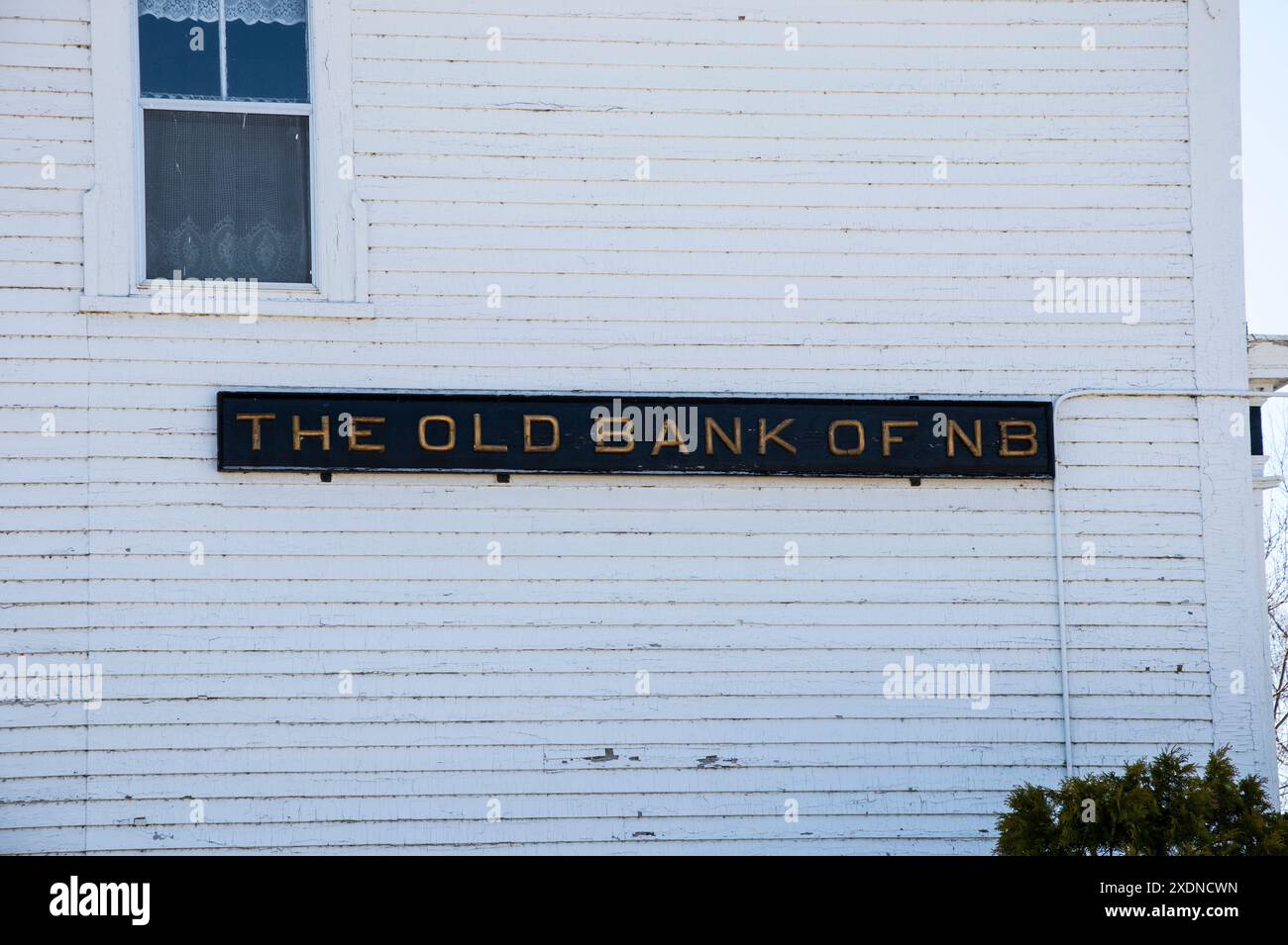 Old Bank of NB sign on King Street in Riverside-Albert, New Brunswick ...