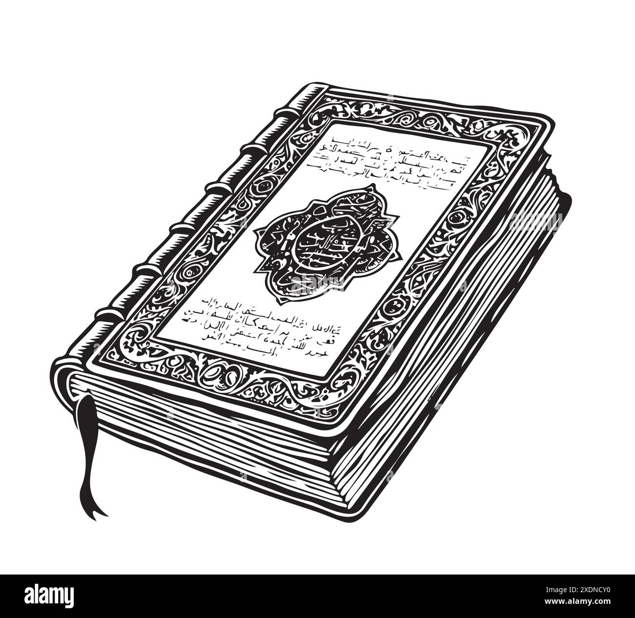 Hand Drawn sketch of Holy book of the Koran for Ramadan Kareem ...