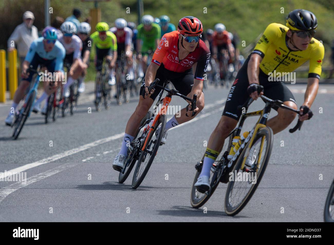 Mens Peloton during the British National Road Cycling Championships in ...