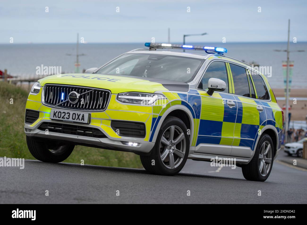 Police support vehicle during the British National Road Cycling ...