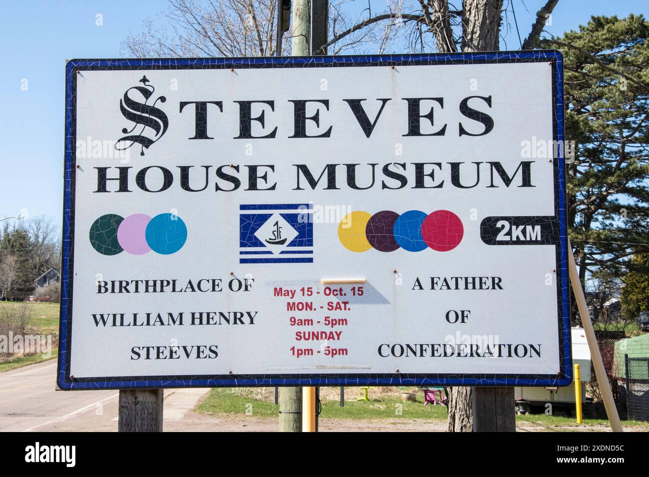 Steeves House Museum sign on Main Street in Hillsborough, New Brunswick ...