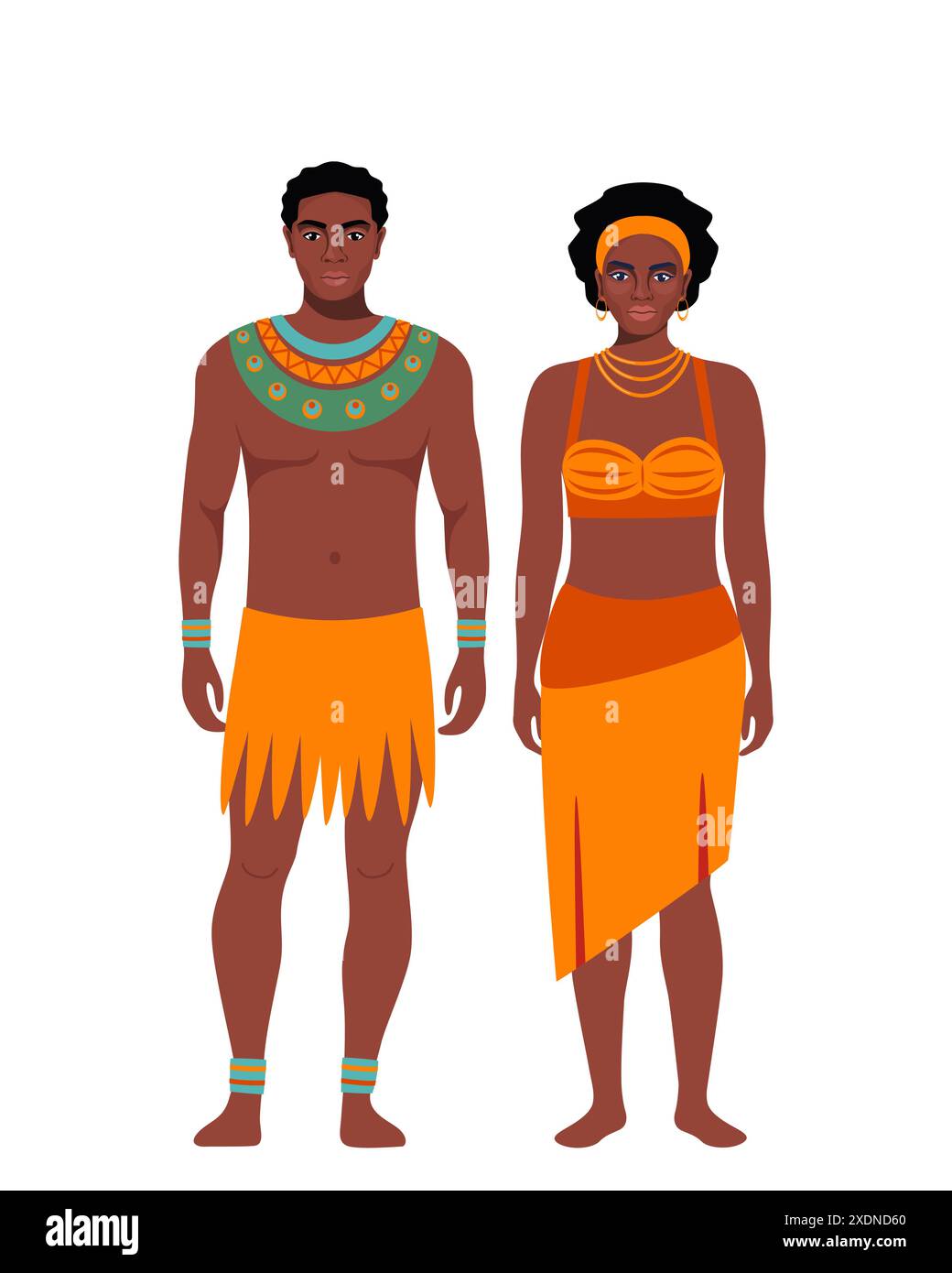 Native Black Skinned Woman And Man Of African Tribe African Couple